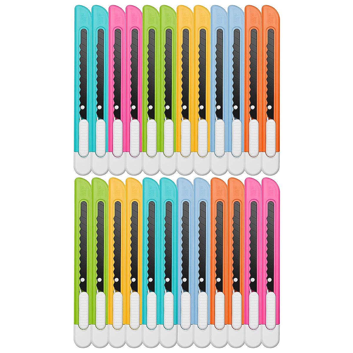 FantastiCAR 24-Pack Colorful Lightweight Box Cutter Retractable Snap-Off Utility Knife Set