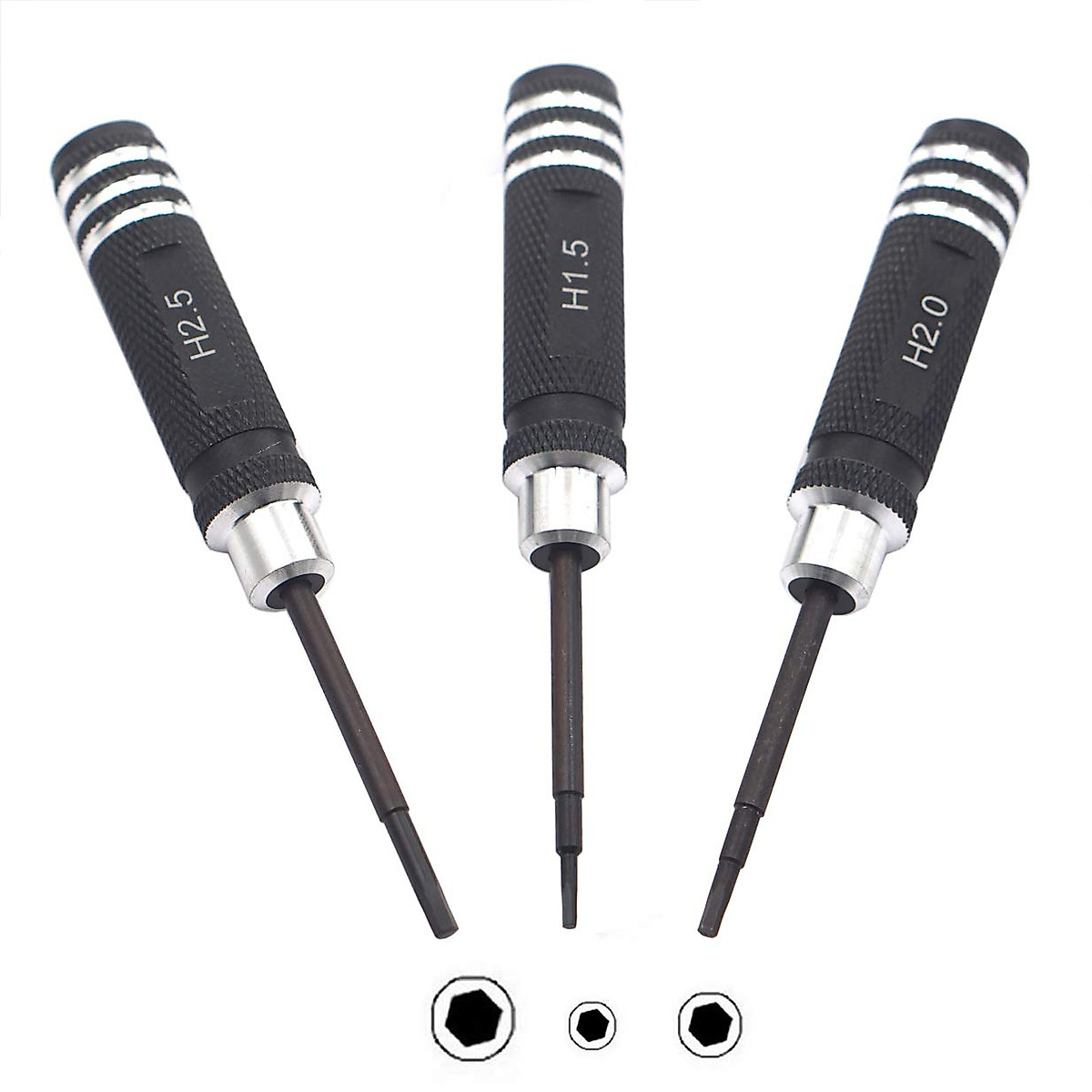 7PCS Vgoohobby Hex Screw Driver Screwdriver Repair Tool Kit Set Hex Nut Key Socket for RC Helicopter Airplane Robotics Car,H1.5 2.0 2.5mm Hex,4.0 5.5mm Spanner Box,0#+,1#- Slot Screwdrivers