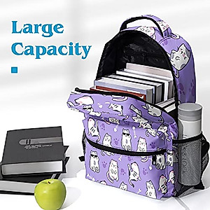 Dacawin Cat Backpack Cute Cats Animal Pattern Bookbag Lightweight Elementary Kindergarten Schoolbag Purple Kids Backpacks for Girls Boys Hiking Traveling Camping