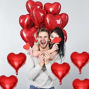 Red Heart Balloons, 18 Inch Red Heart Foil Balloons Large Red Foil Balloons Helium for Valentine's Day Party Decoration Red Heart Shape Mylar Balloons for Valentines Day Birthday Wedding Bridal