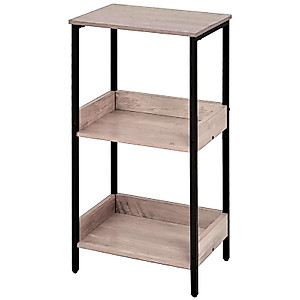 YSVCO 3 Tier End Table, Record Rack with Storage Shelf, Small Table Stand for Vinyl Record Storage, Small Shelves for Small Spaces and Corners, Living Room, Bedroom Gray SF80GB