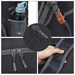 ZOMAKE Lightweight Packable Backpack 35L - Light Foldable Backpacks Water Resistant Collapsible Hiking Backpack - Compact Folding Day Pack for Travel Camping(Black)