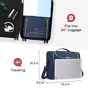 BAGSMART Travel Toiletry Bag, Toiletry Bag for Women, Water-resistant Cosmetic Makeup Bag, Large Capacity Travel Organizer for Full Sized Toiletries and Cosmetics, Navy Blue