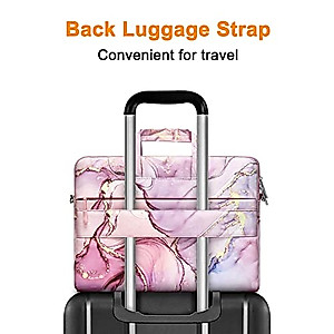 MOSISO Laptop Shoulder Bag Compatible with MacBook Air 15 inch 2023 M2 A2941/Pro 16 2023-2019 M2 A2780 M1 A2485 A2141,15-15.6 inch Notebook,Polyester Briefcase Sleeve with Belt Marble MO-MBH216