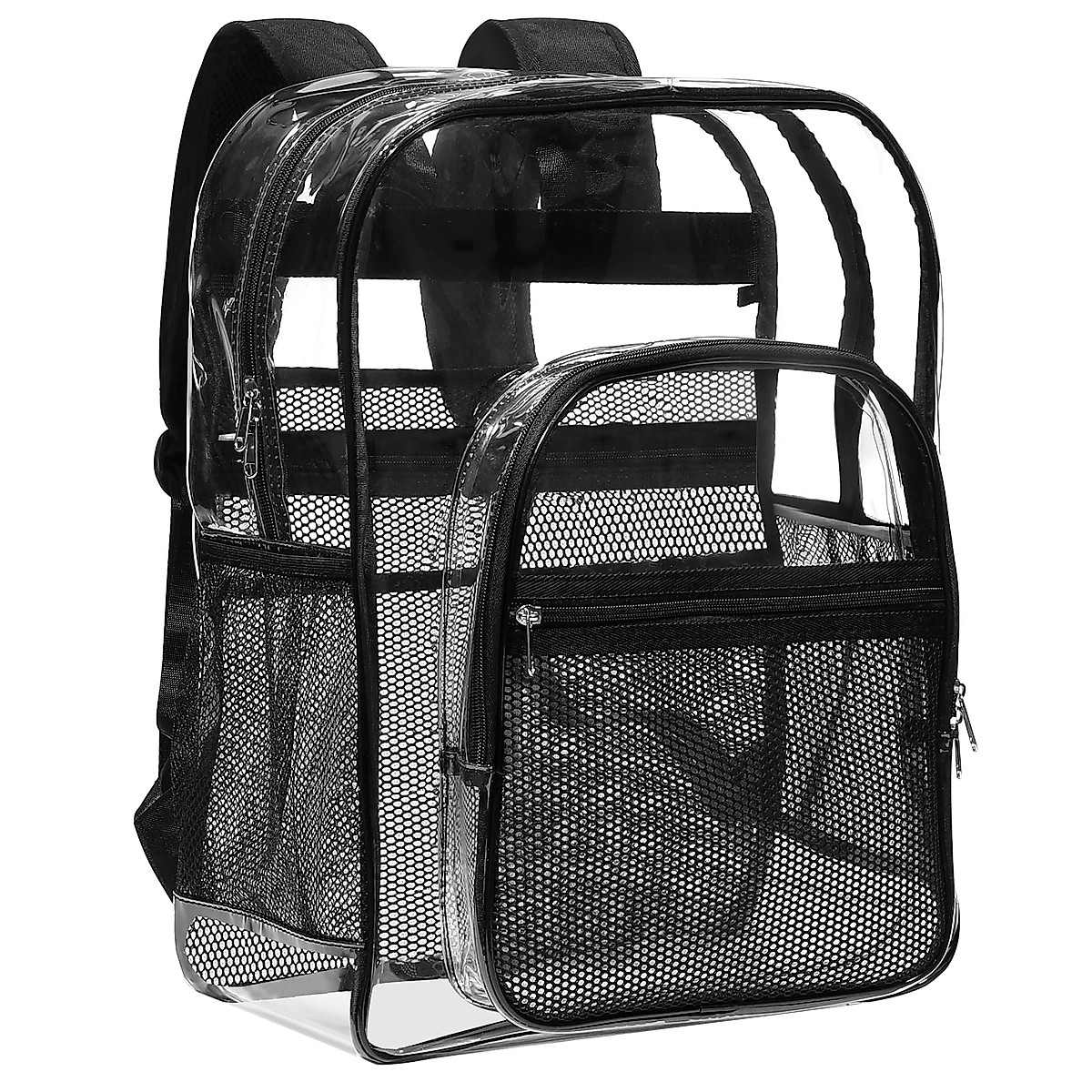 IMUXYUQ Clear Backpack Heavy Duty Clear Backpack With Front Accessory Pocket Reinforced Straps Built-In Key Hook Clear Backpacks, For School Work Sport Event