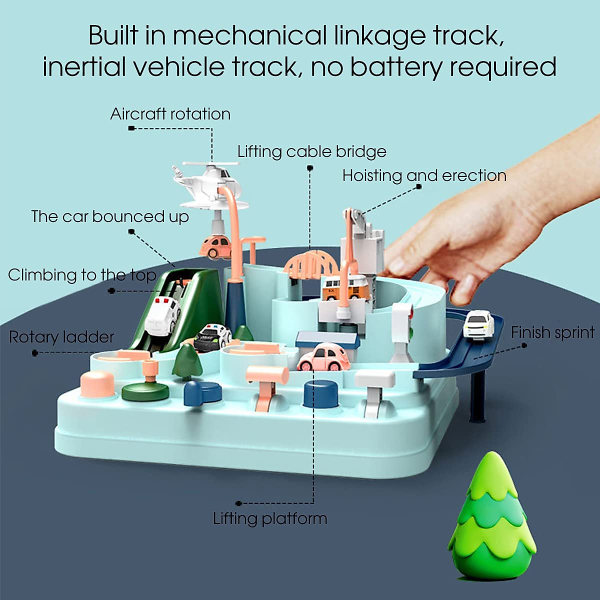 Car Rescue Adventure Toys for 3 4 5 6 7 8 Years Old Boys Girls,City Rescue Toy Set Montessori Car Race Tracks Parking Playsets for Toddlers (Macaron)