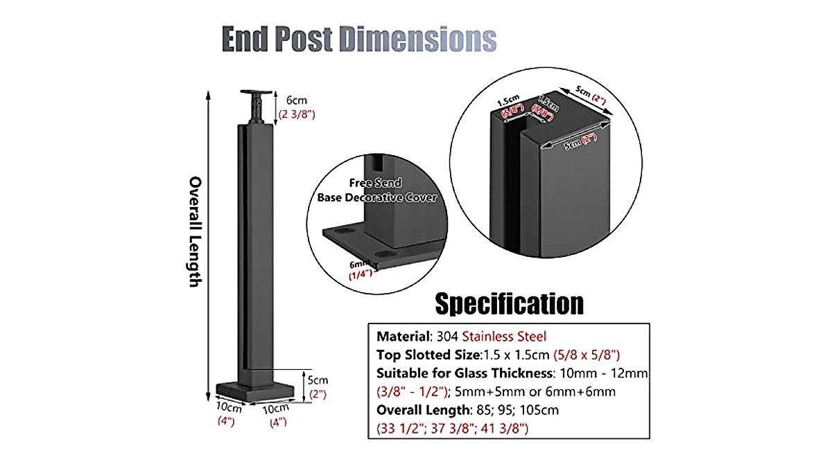 Glass Railing Post Black Metal Glass Railing Post for Indoor Outdoor ...