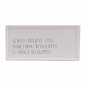 Bloomingville White Rectangle Gold Always Believe Text Tray, Multicolor