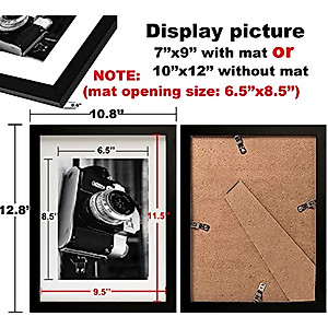 LUOFU 10x12 Picture Frames Set of 2,Black Picture Frame 10x12,Display Pictures 7x9 with Mat or 10x12 without Mat,Multi Photo Frames Collage for Wall Art Decorative or Tabletop Display