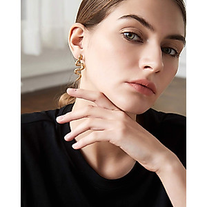 Vivid Snake Earrings Women 18K Gold Plated Stainless Steel Dangle Earring (Gold)