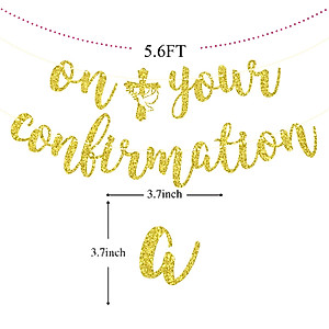 On Your Confirmation Banner, Holy Confirmation Decorations, Baptism, Bridal Shower, Engagement, Wedding, Bachelorette, Marriage Anniversary Party Decorations Gold Glitter