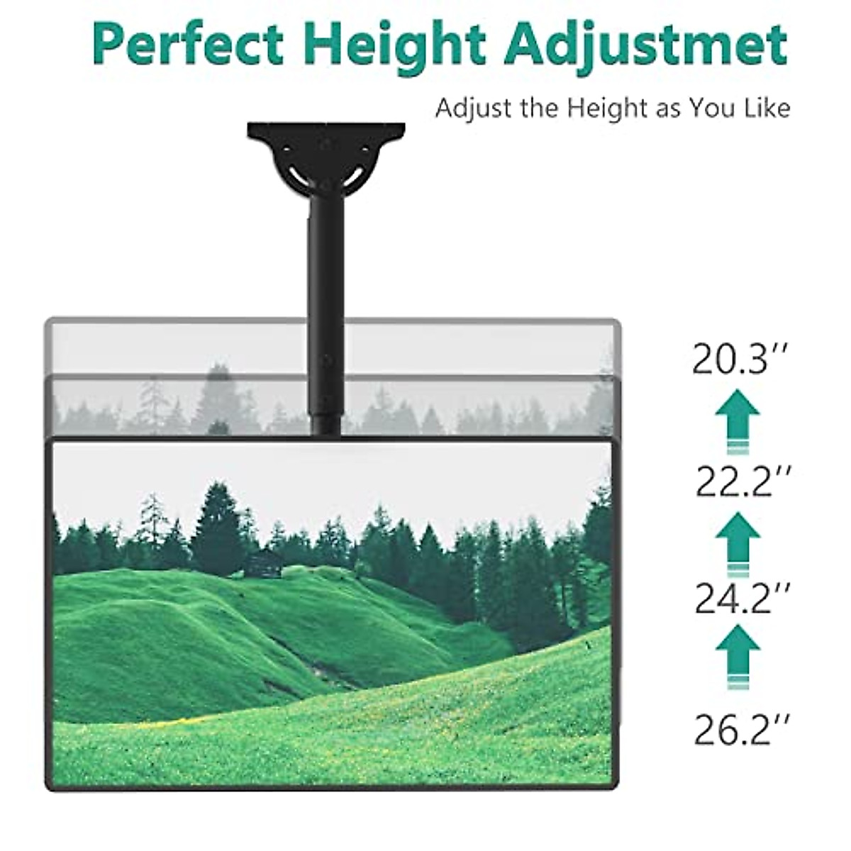 WALI Ceiling TV Mount, Full Motion Adjustable TV Mount Bracket Fits Most LED, LCD, OLED 4K TVs 26 to 65 inch, up to 99lbs, VESA 400x400mm (CM2665-P), Black