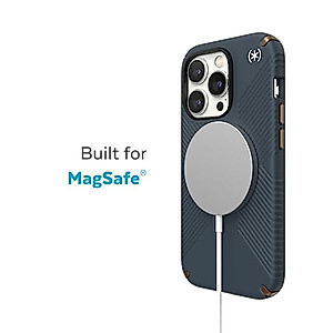 Speck iPhone 14 Pro Case - Drop Protection, Scratch Resistant, Dual Layer Slim Phone Case for 6.1 Inch iPhones 14 Pro - Built for MagSafe - Presidio2 Grip - Charcoal/Cool Bronze/White