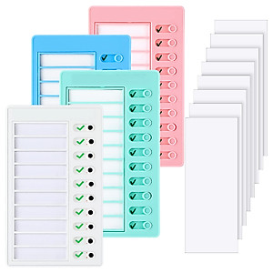 4 Pcs Blank Chore Chart for Kids, Plastic Checklist Board with 8 Detachable Cardstock for Home Routine Planning