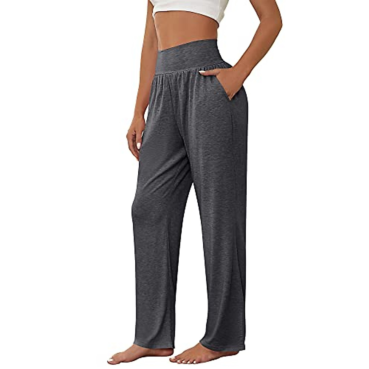 Neer 3 Pcs Women's Wide Leg Yoga Pant Comfy Loose Sweatpants High Waist Lounge Casual Athletic Pant Workout Joggers Pant (Black, Dark Gray, Pink,Xx-Large)