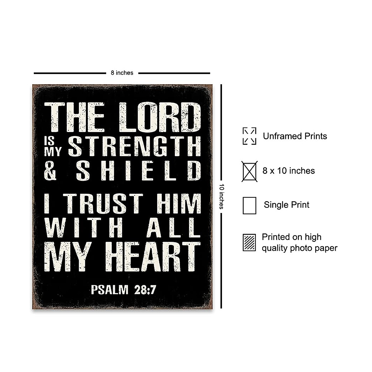 Religious Christian Gifts for Men - Catholic Decor Wall Art - Man Cave, Home Office, Boys Bedroom - Holy Scripture Bible Verses - Inspirational Positive Spiritual Quotes - Motivational God Sayings