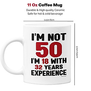 50th Birthday Mug, 1974 Vintage Coffee Cup for Women, Men, Her, Him, Best Fabulous Gift Idea for Wife, Husband, Mom, Dad, Sister, Friend Turning Fifty, Funny Gag Present, Happy 50 Year Old Celebration