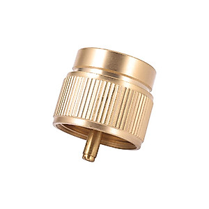 RouLiPouLi 2 Pieces Camping Stove Adapter, 1LB Small Propane Tank Input and EN417 Lindal Valve Cylinder Output LPG Canister Converter (Gold)