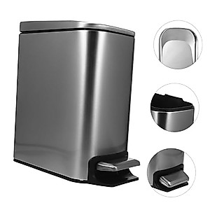 FELTECHELECTR Small Bathroom Trash Can Abs Foot Pedal Trash Can Garbage Can with Lid Stainless Steel Small Bathroom Trash Can with Lid