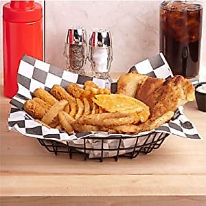 Fasmov 1000 Sheets 12 x 12 inches Sandwich Paper Deli Basket Liner Wrap Food Basket Liners Wrapping Checkered Sheets, Black & White