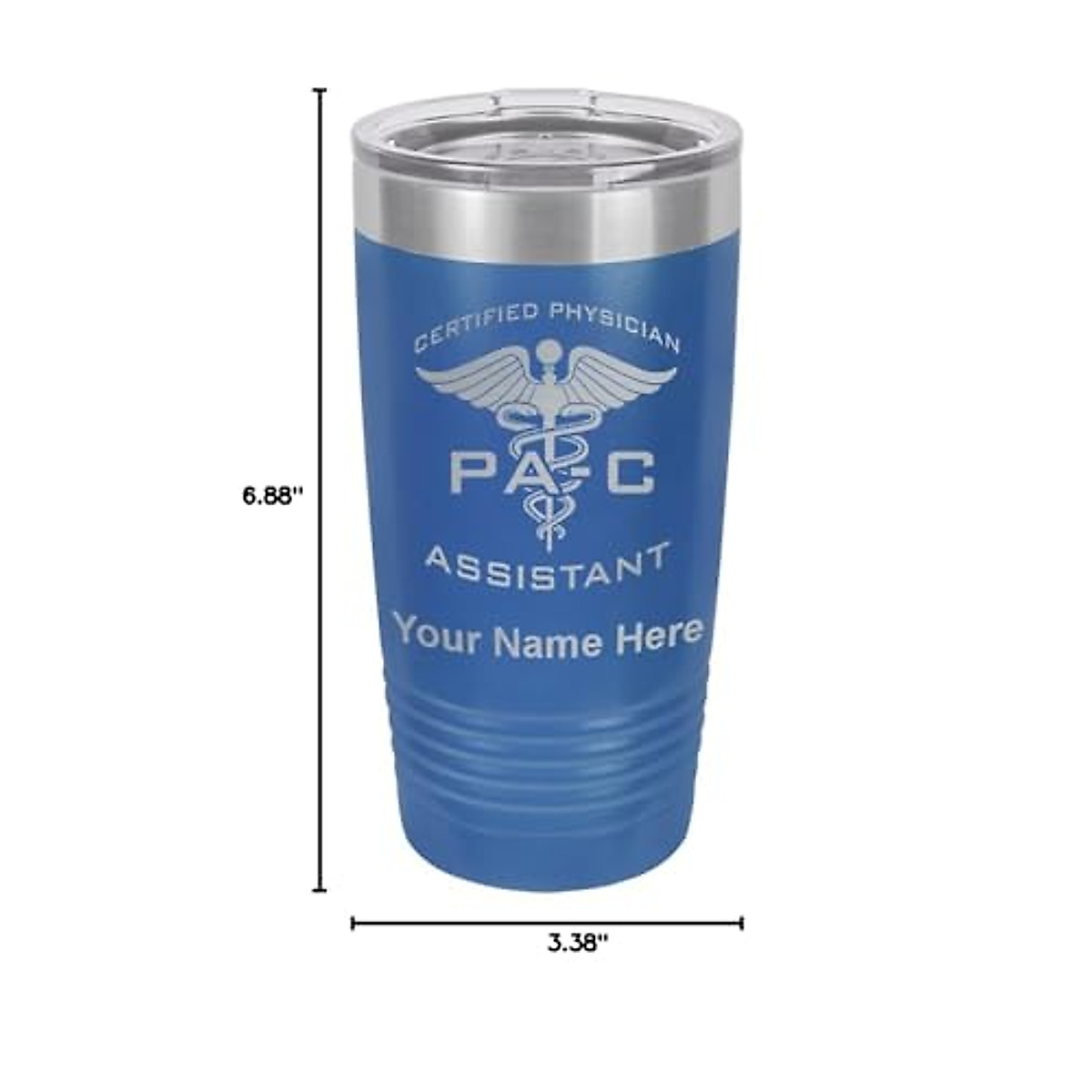 LaserGram 20oz Vacuum Insulated Tumbler Mug, PA-C Certified Physician Assistant, Personalized Engraving Included (Dark Blue)