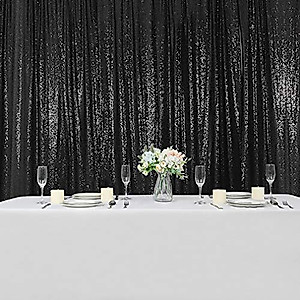 Hahuho Black Sequin Backdrop Curtain, 2PCS 2FTx8FT Glitter Backdrop Curtain for Parties, Christmas, Wedding, Party Decoration（2 Panels, 2FT x 8FT, Black