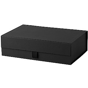 Purple Q Crafts Black Ribbed Hard Gift Box With Magnetic Closure Lid 14" x 9" x 4" Rectangle Favor Boxes With Classy Black Finish (1 Box)