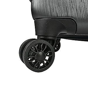 U.S. Traveler Boren Polycarbonate Hardside Rugged Travel Suitcase Luggage with 8 Spinner Wheels, Aluminum Handle, Black, Carry-on 22-Inch, USB Port