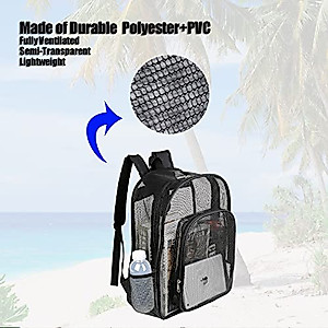 Mesh Backpack Heavy Duty See Through Mesh Backpacks for Swimming, Outdoor Sports (Black)