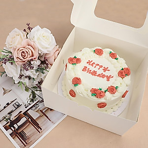 Moretoes 15pcs 10x10x5in Cake Boxes with Window, White Bakery Boxes Cajas Pasteles, Bundt Cake Boxes for Cake Cupcake Pie Dessert Pastries, Wedding