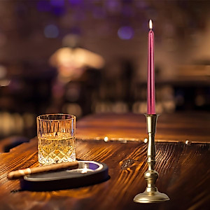 Taper Candles, Dripless Smokeless Long Tall Tapered Candle, Red Glossy Metal Style 10 inch Set of 4 Taper Candles for Wedding Advent Home Decor Dinner Christmas