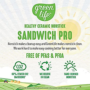 GreenLife Pro Electric Panini Press Grill and Sandwich Maker, Healthy Ceramic Nonstick Plates,Easy Indicator Light, PFAS-Free, Pink