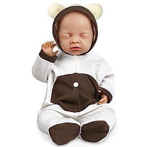 Vollence 18 inch Eye Closed Full Silicone Baby Doll,Not Vinyl Dolls,Sleeping Lifelike Reborn Baby Doll,Realistic Newborn Real Baby Doll - Girl