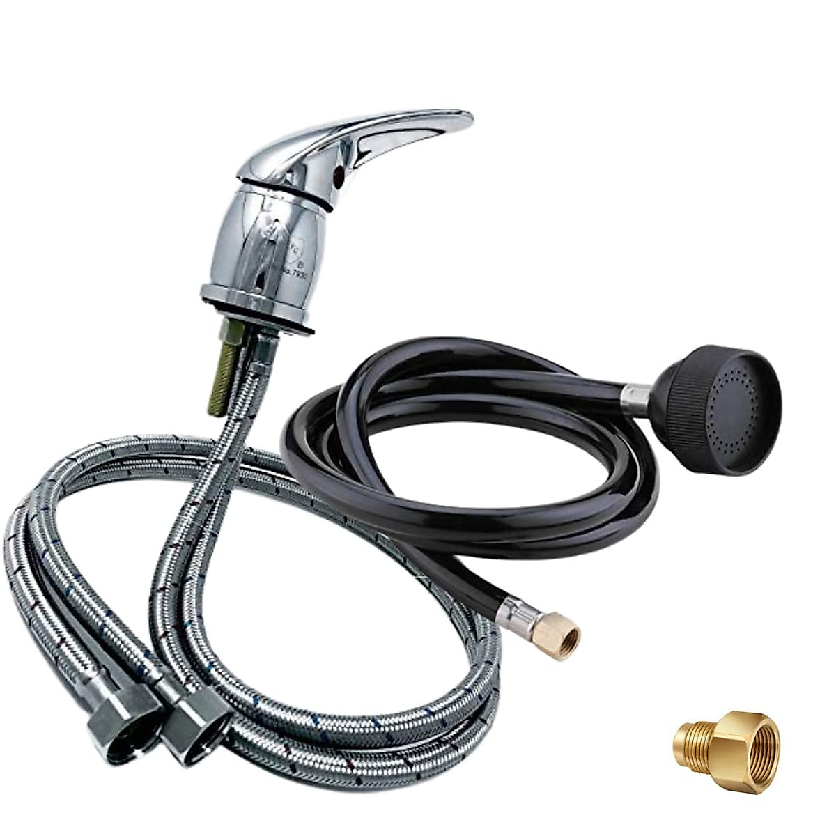 OMWAH Brass Salon Shampoo Bowl Faucet and Sprayer Kit for Shampoo Bowl or Backwash Unit with Adapter