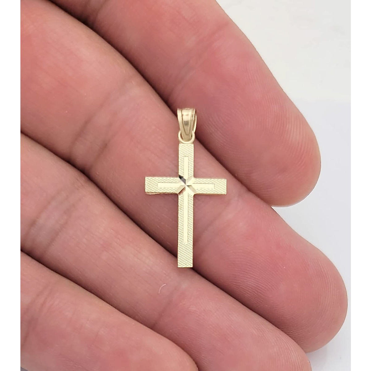 AMZ Jewelry 10K Yellow Gold Cross Pendant Cross Charm For Necklace