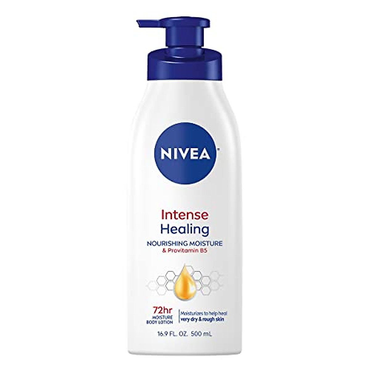 NIVEA Intense Healing Body Lotion, 72 Hour Moisture for Dry to Very Dry Skin, Body Lotion for Dry Skin, 16.9 Fl Oz Pump Bottle
