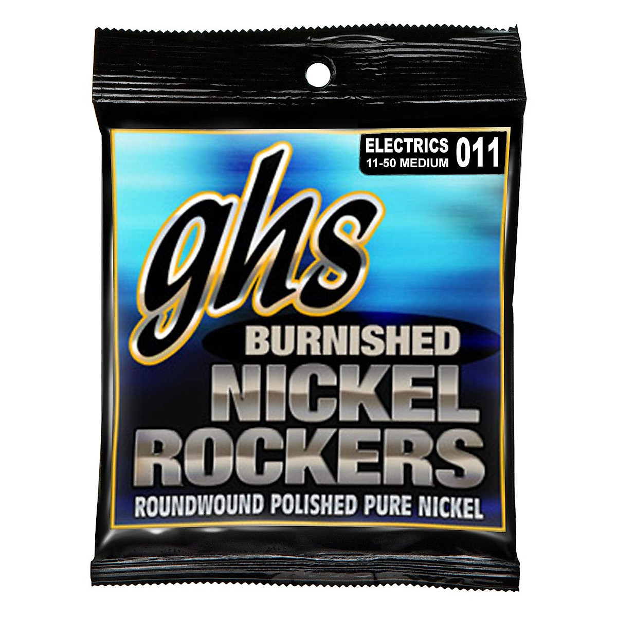 GHS Strings BNR-M Burnished Nickel Rockers, Polished Pure Nickel Electric Guitar Strings, Medium (.011-.050)