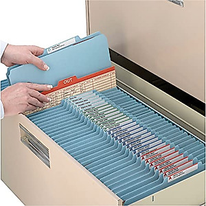 Smead Pressboard Classification File Folder with SafeSHIELD Fasteners, 1 Divider, 2" Expansion, Letter Size, Blue, 10 per Box (13730)