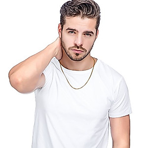 Jstyle 3.5mm Cuban Link Chain Necklace for Mens Boys Women Black Silver Gold Tone Chains for Men 3 Pcs 20 inch Chain