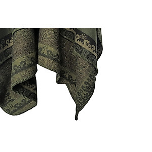 Urban CoCo Women's Color Block Shawl Wrap Open Front Poncho Cape (Series 29-Dark Green)