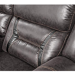 Roundhill Furniture Elkton Manual Motion Recliner with Storage Console, Sofa, Dark Chesnut