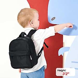BIGHAS Lightweight Mini Kids Backpack with Chest Strap For Preschool Kindergarten Boys and Girls 3-6 Years Old 21 colors (Black)