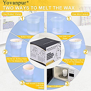 Nose Wax Kit for Men Women, Yovanpur Nose Hair Waxing Kit with 100g Nose Hair Wax Beads (15-20 USES), 20 Applicator, 15 Mustache Protector, 10 Paper Cups, 1 Measuring Cup - Easy, Quick and Painless