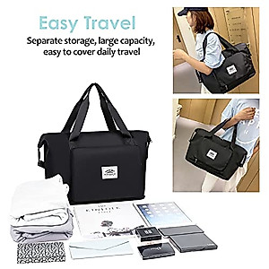 Large Capacity Travel Duffel Tote Bag with Dry Wet Separation Pocket, Waterproof Shoulder Weekender Bag for Women and Men，Foldable and Expandable Bag Lightweight and Easy Carry on