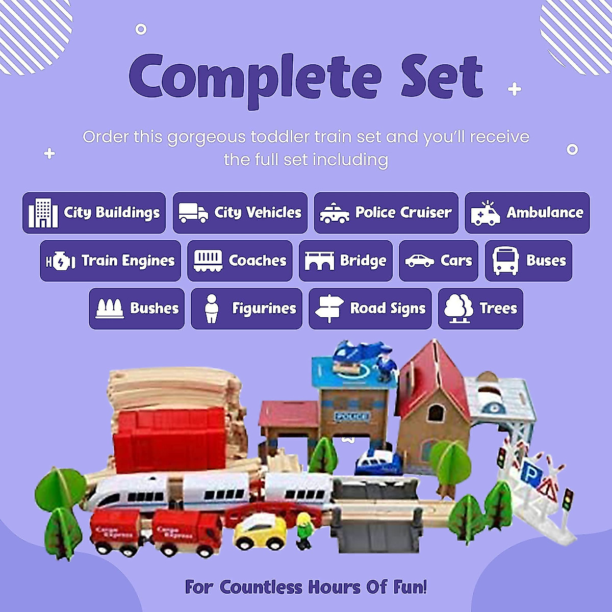 Battery Operated Train Set – Wooden Toys for Kids and Toddlers – Train Sets for Boys 2-4 – Premium Quality Wood Fits Thomas Brio – Fun & Entertaining – Train Tracks for Kids