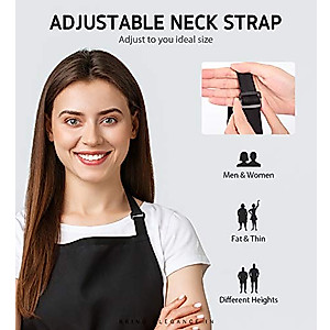 Syntus 4 Pack Adjustable Bib Apron Waterdrop Resistant with 2 Pockets Cooking Kitchen Aprons for Women Men Chef, Black