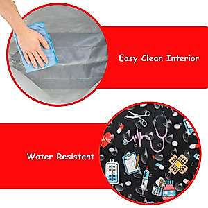 NGIL Medium Top Zipper Closure Canvas Tote Bag with Attached Matching Coin Purse For Moms and Nurses (Nurse Print-Black)