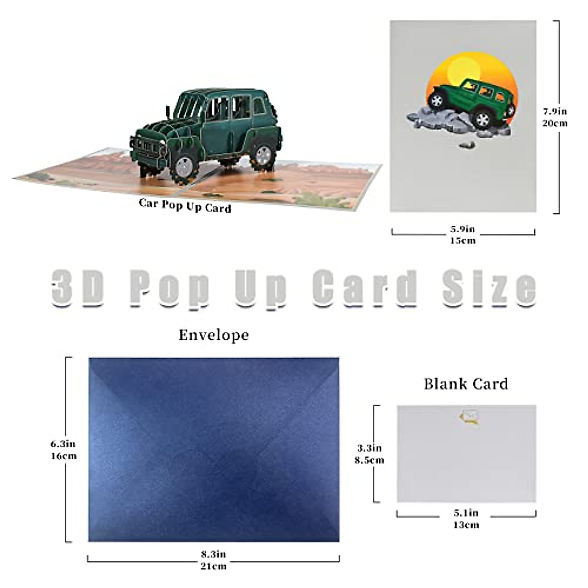 GREETING ART 3D Car Pop Up Cards, Thank You Card,Greeting Card, Happy Birthday Gift Cards,Anniversary Cards for Husband, Boyfriend, Brother, Dad, Nephew, Son