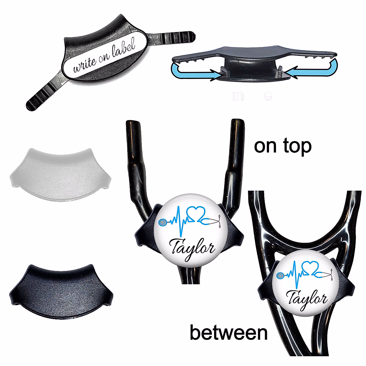 EKG Heart Stethoscope Tag (8 Color Choices) - Adjustable Yoke Steth Id Personalized with Name Monogram Occupation Title - Hospital Nurse Gift