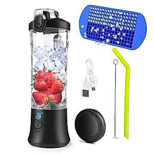 Best 4Vi Portable Blender, Rechargeable Mini Blender For Shakes And Smoothies 20 Oz Mini Blender Cup with Travel and USB Rechargeable for Office, Gym, Kitchen BLACK